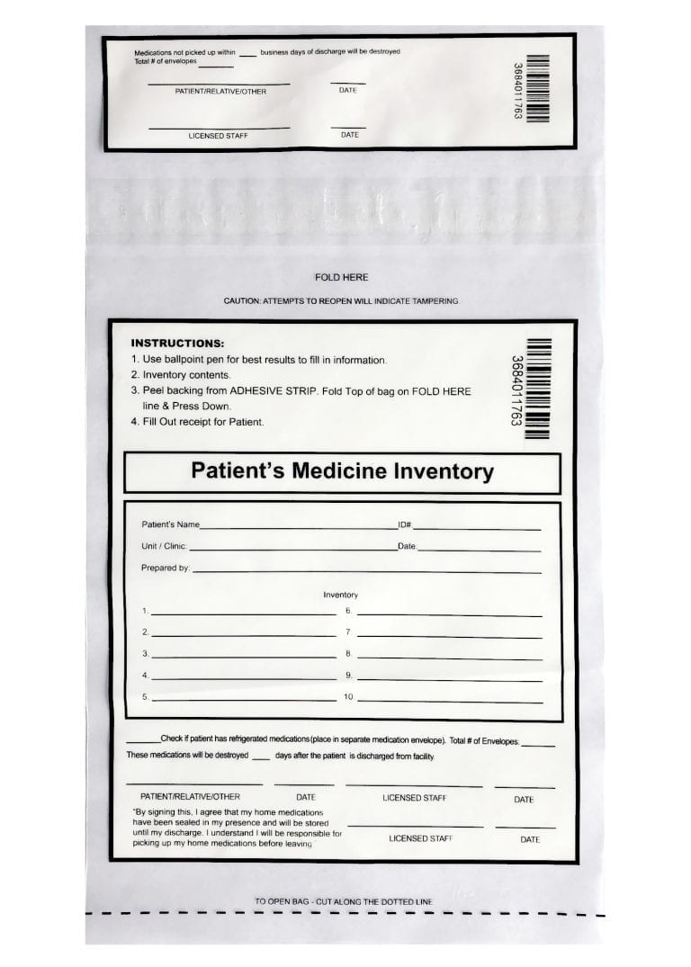 Patient’s Medicine Inventory Bag