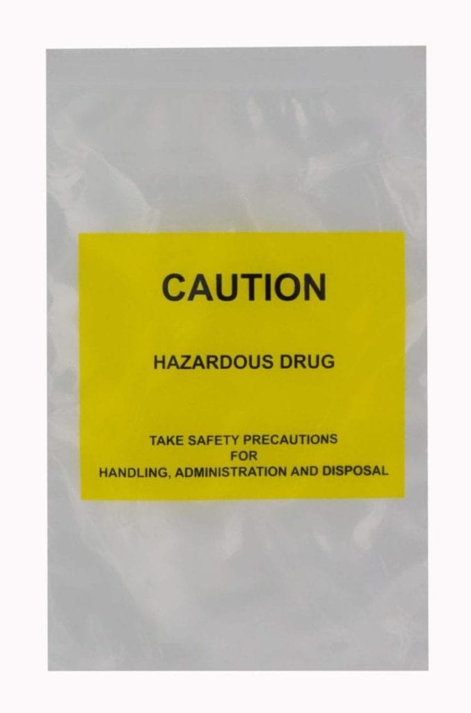 Caution Hazardous Drug Clear Reclosable